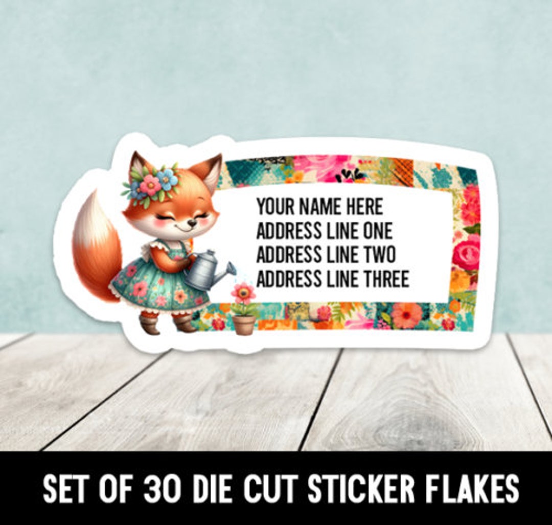 Custom Fox Watering Flowers Die Cut Return Address Labels - Etsy