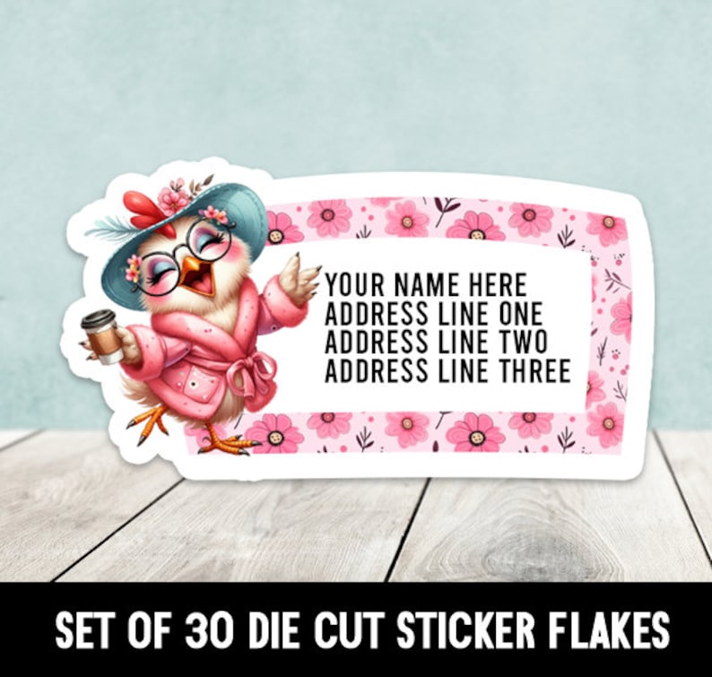 Chicken Bathrobe Design Set of 30 Die Cut Address Labels - Etsy