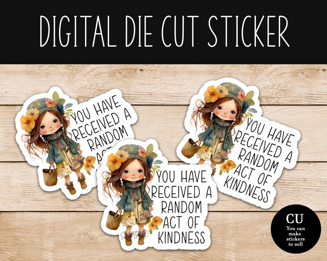 Adorable BOHO Girl RAK Sticker Digital File - You Have Received A ...