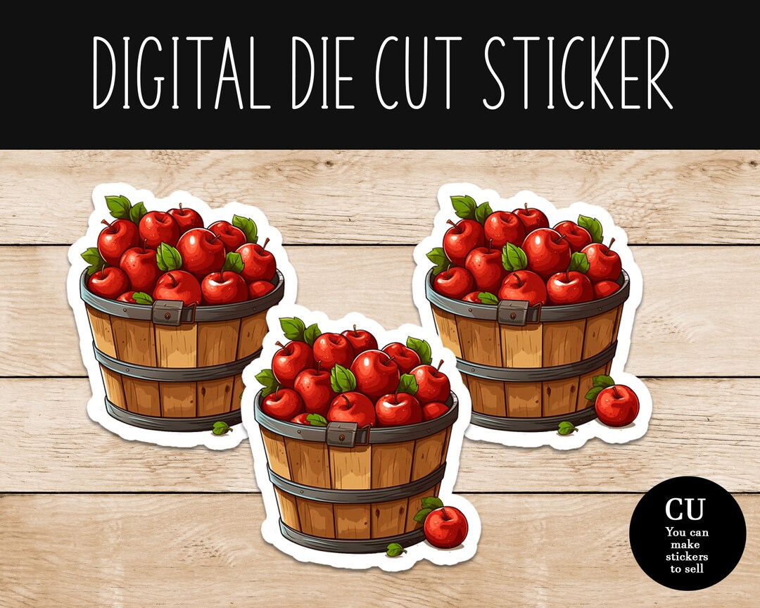 Bushel of Apples Autumn Fall Digital Sticker - PNG File - Commercial ...