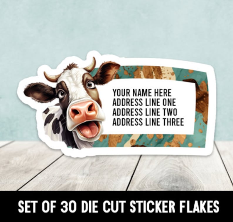 Funny Cow Design Set of 30 Die Cut Address Labels - Etsy
