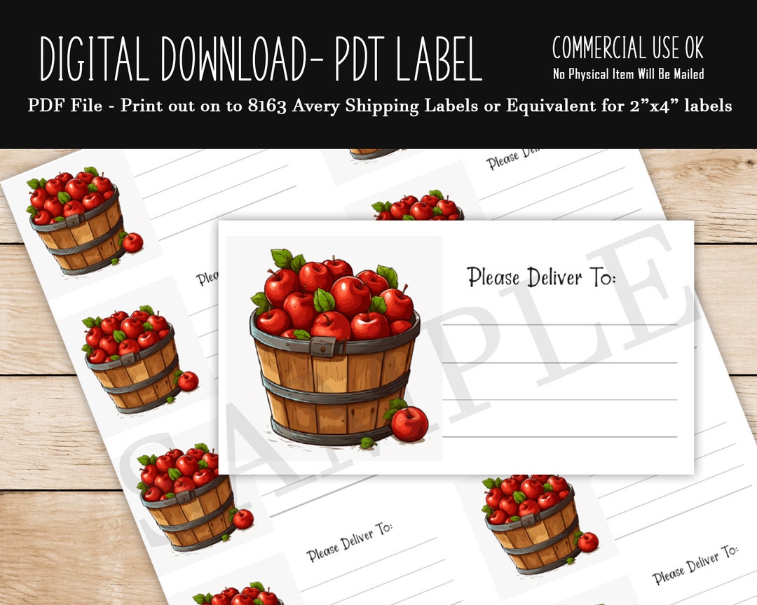 Bushel of Apples PDT Labels Commercial Use Avery 8163 - Etsy