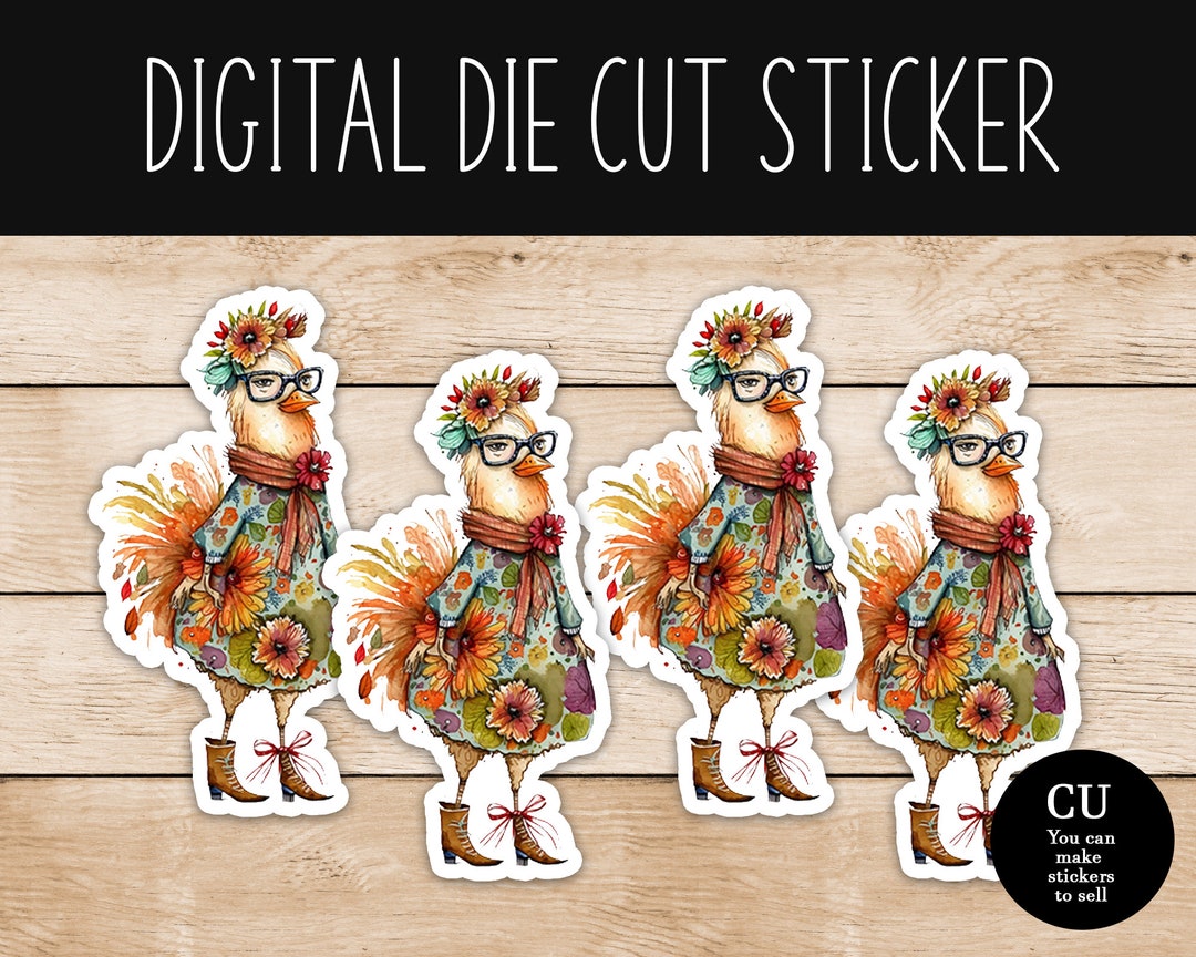 Wild and Wacky Funny Chicken V10 Digital Sticker - PNG File ...