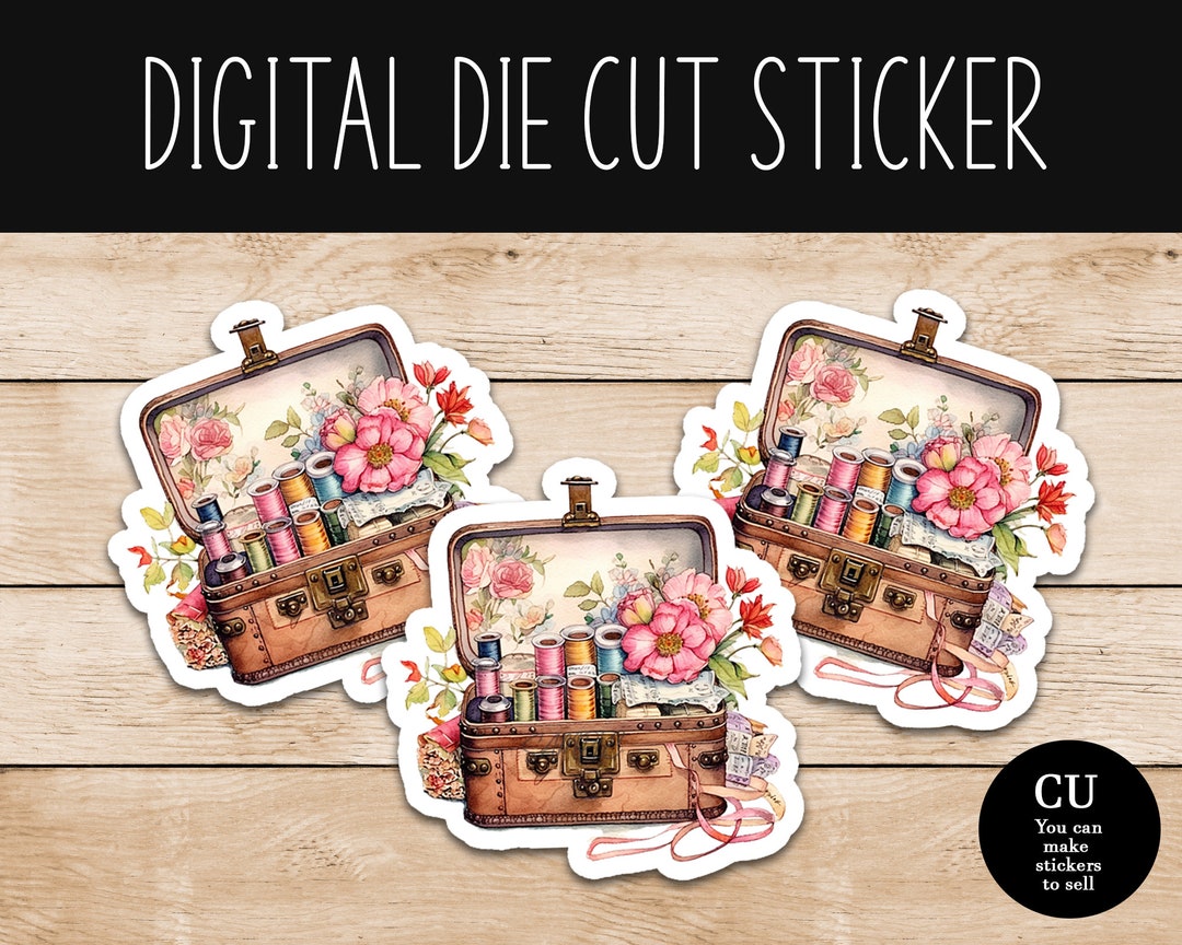 Vintage Sewing Kit Digital Sticker - PNG File - Commercial Use Ok ...