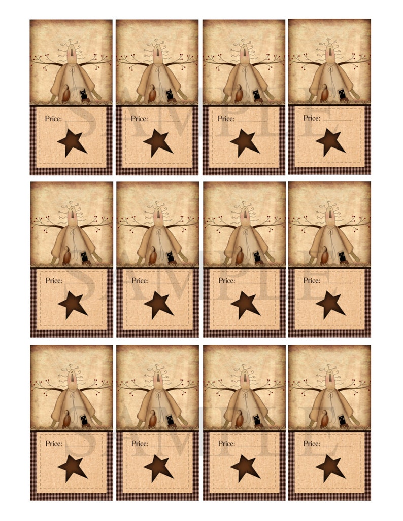 Printable Craft Fair Price Tags Primitive Autumn Angel With - Etsy