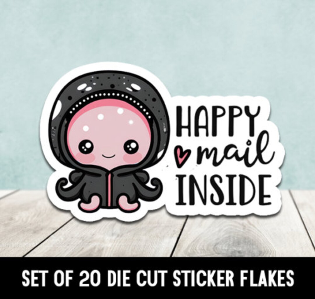 Octopus Happy Mail Inside Die Cut Stickers Happy Mail - Set of 20 - Etsy