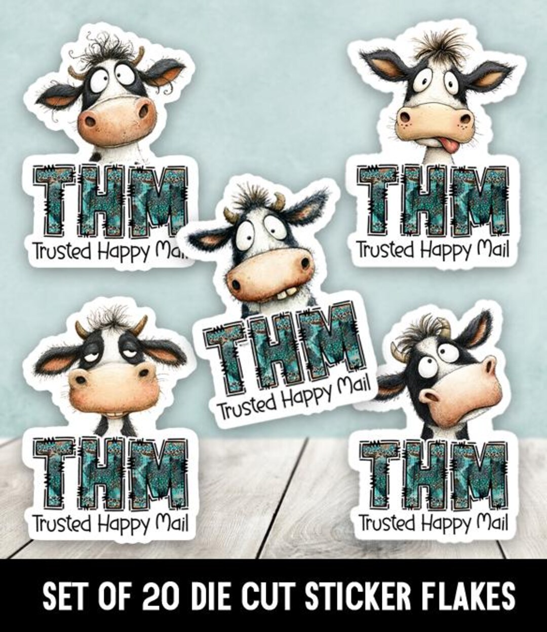 Custom THM Trusted Happy Mail Mixed Cows FB Group Name Stickers Die Cut ...