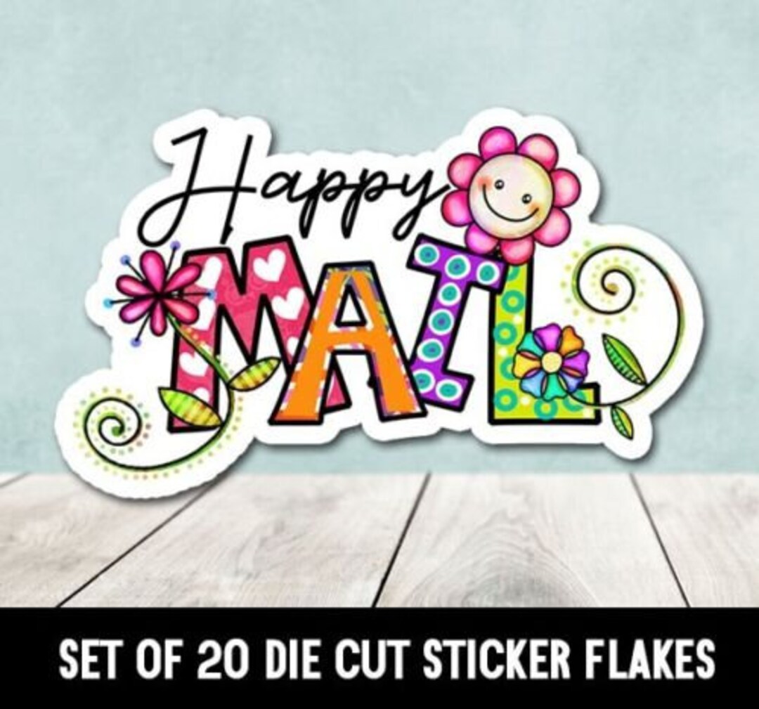 Happy Mail Word Art Die Cut Stickers Happy Mail - Set of 20 - Etsy