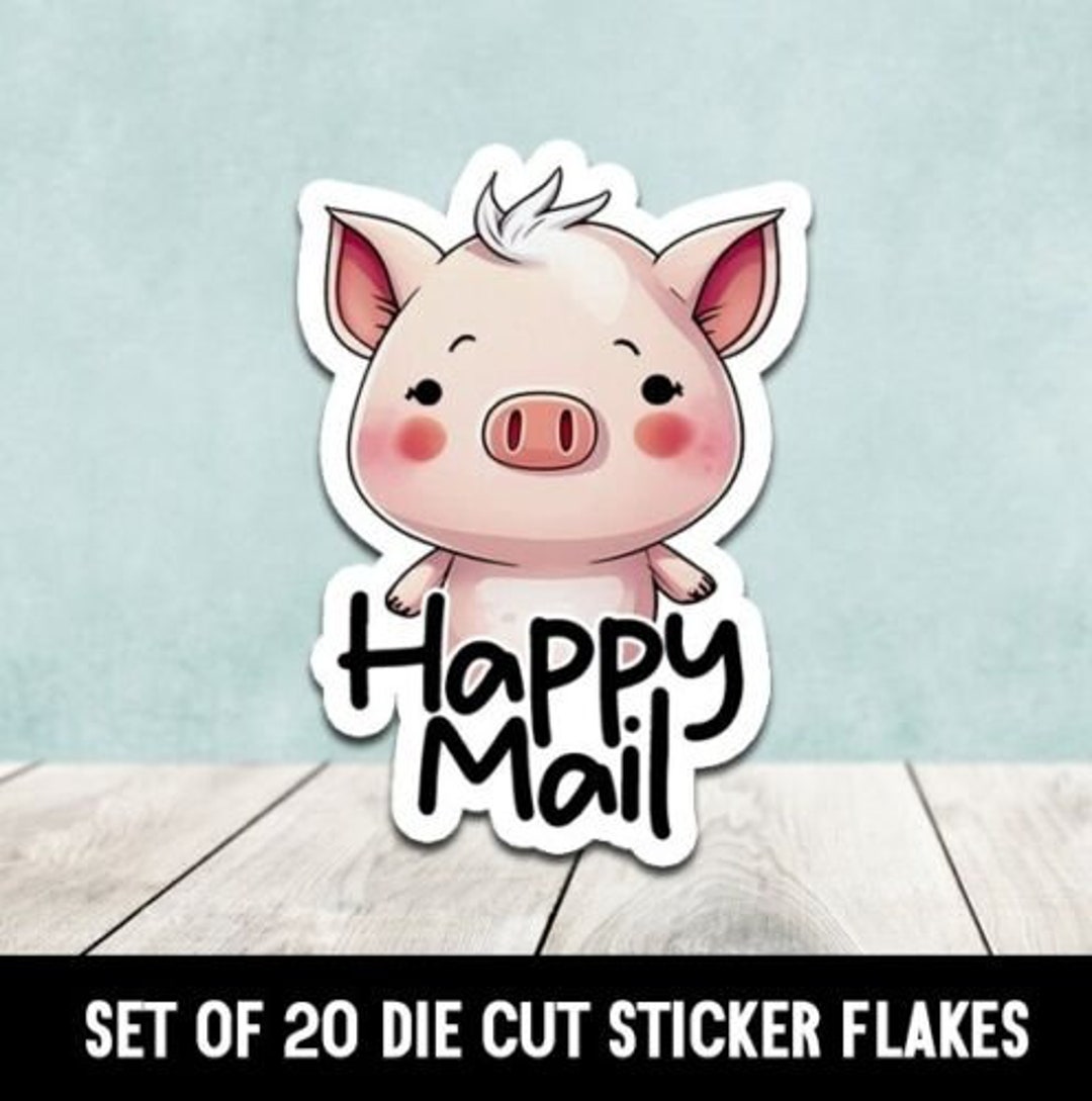 Cute Pig Happy Mail Die Cut Stickers - Set of 20 - Etsy