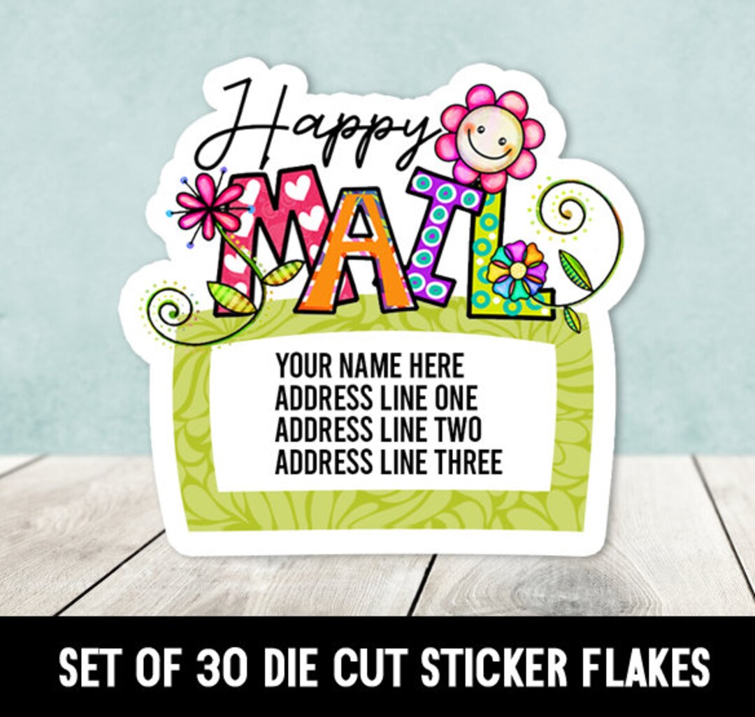 Happy Mail Word Art Set of 30 Die Cut Address Labels - Etsy