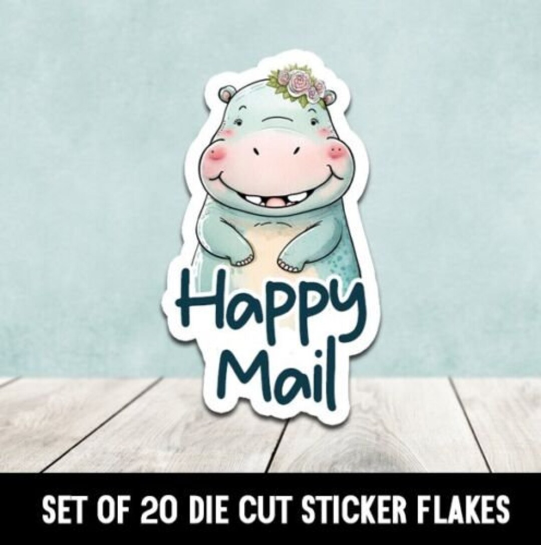 Hippo Happy Mail Die Cut Stickers - Set of 20 - Etsy