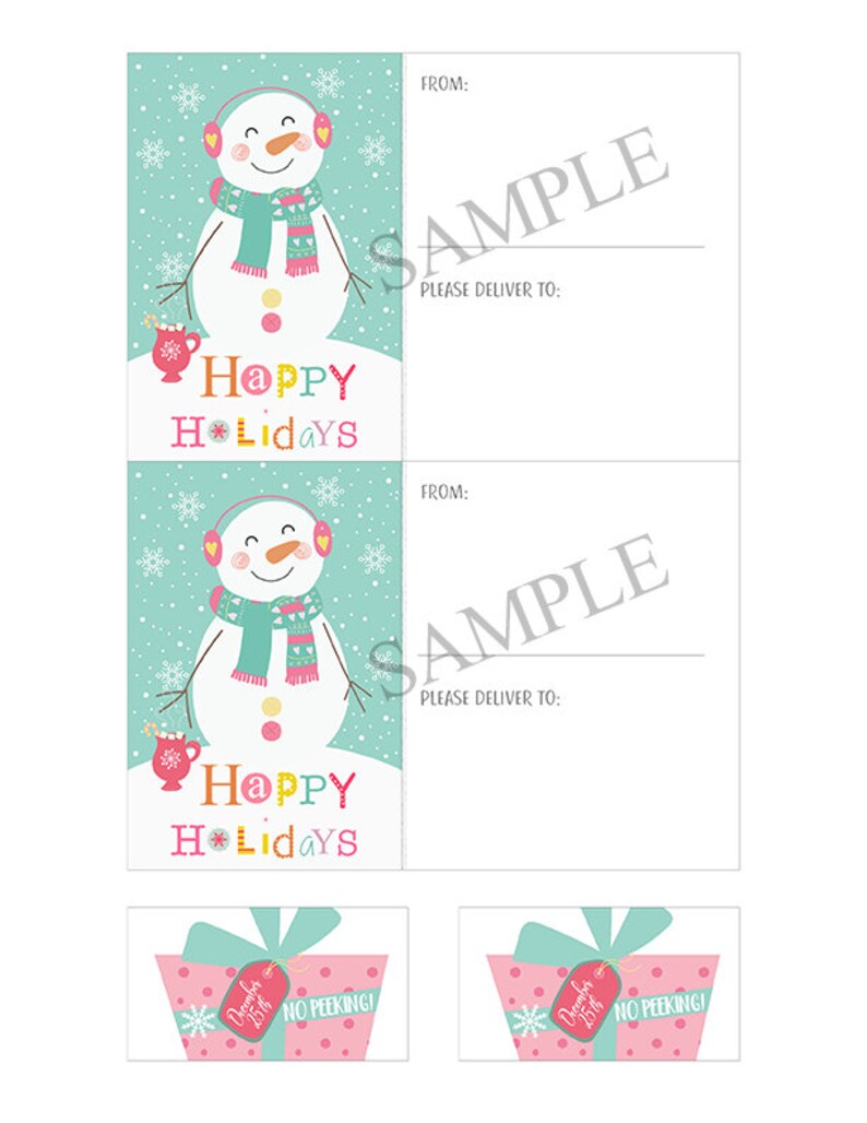 Printable 4x6 Christmas Shipping Labels Pastel Snowmen - Etsy