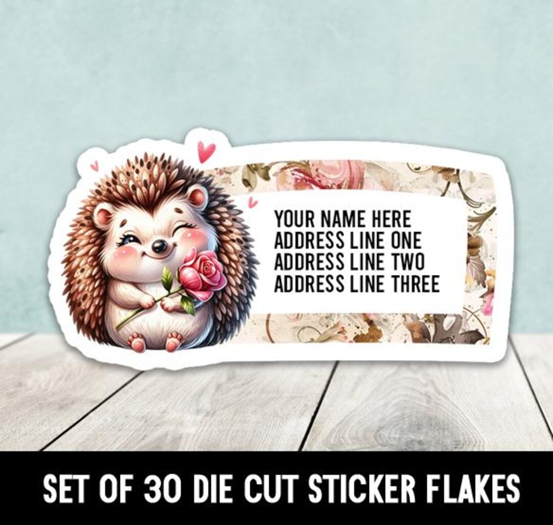 Valentine Hedgehog Set of 30 Die Cut Address Labels - Etsy
