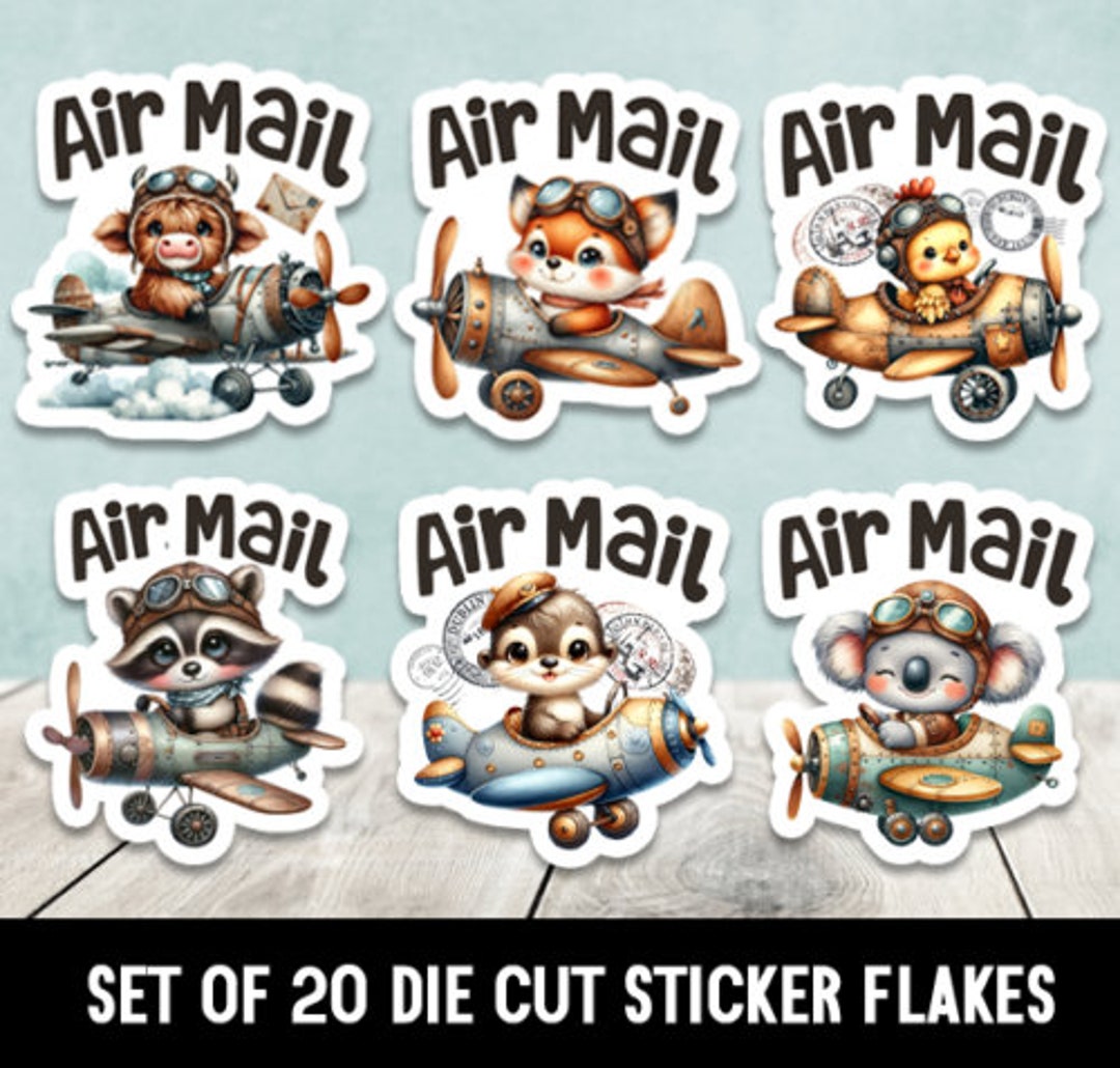 Air Mail Animals Mixed Set of Die Cut Stickers Happy Mail - Set of 20 ...
