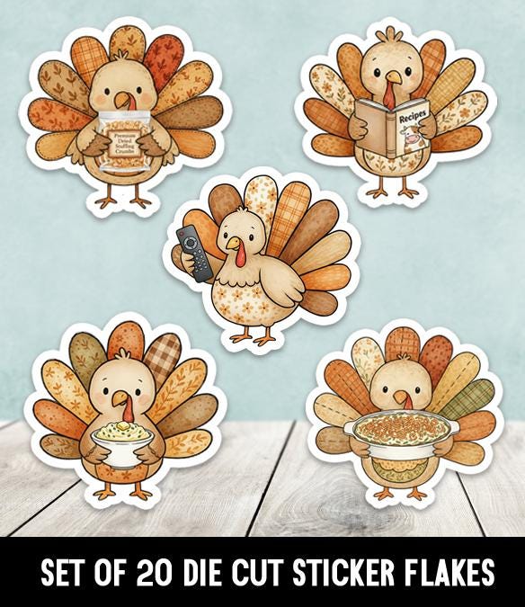 Thanksgiving Turkeys Mixed Set Die Cut Stickers Happy Mail - Set of 20 ...