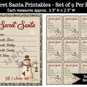 Secret Santa Gift Exchange Printable PDF - Christmas Party - Gift List ...