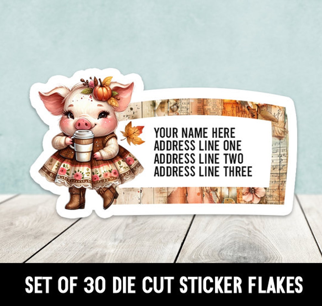 Fall Pig Set of 30 Die Cut Address Labels - Etsy
