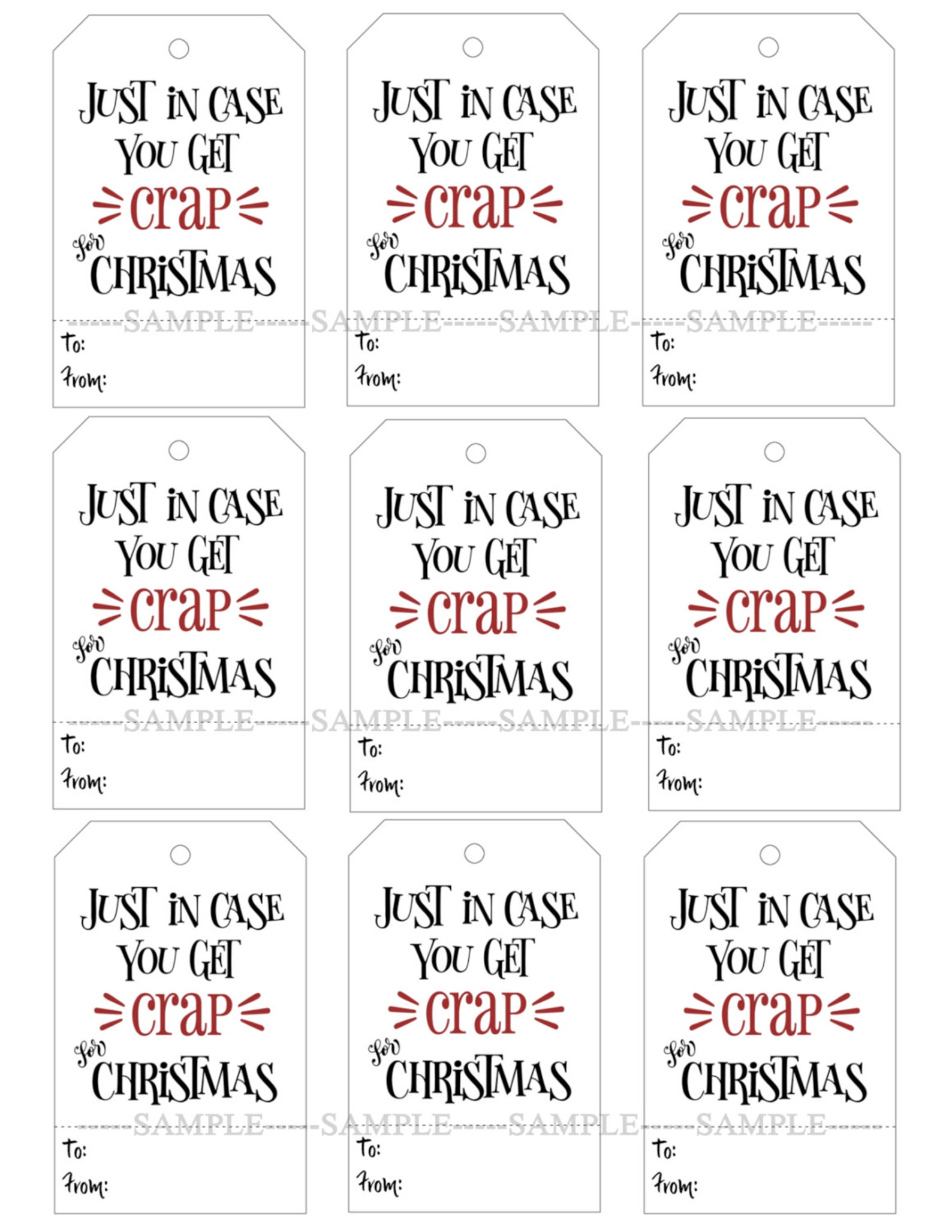Just in Case You Get Crap for Christmas Funny Printable Gift - Etsy