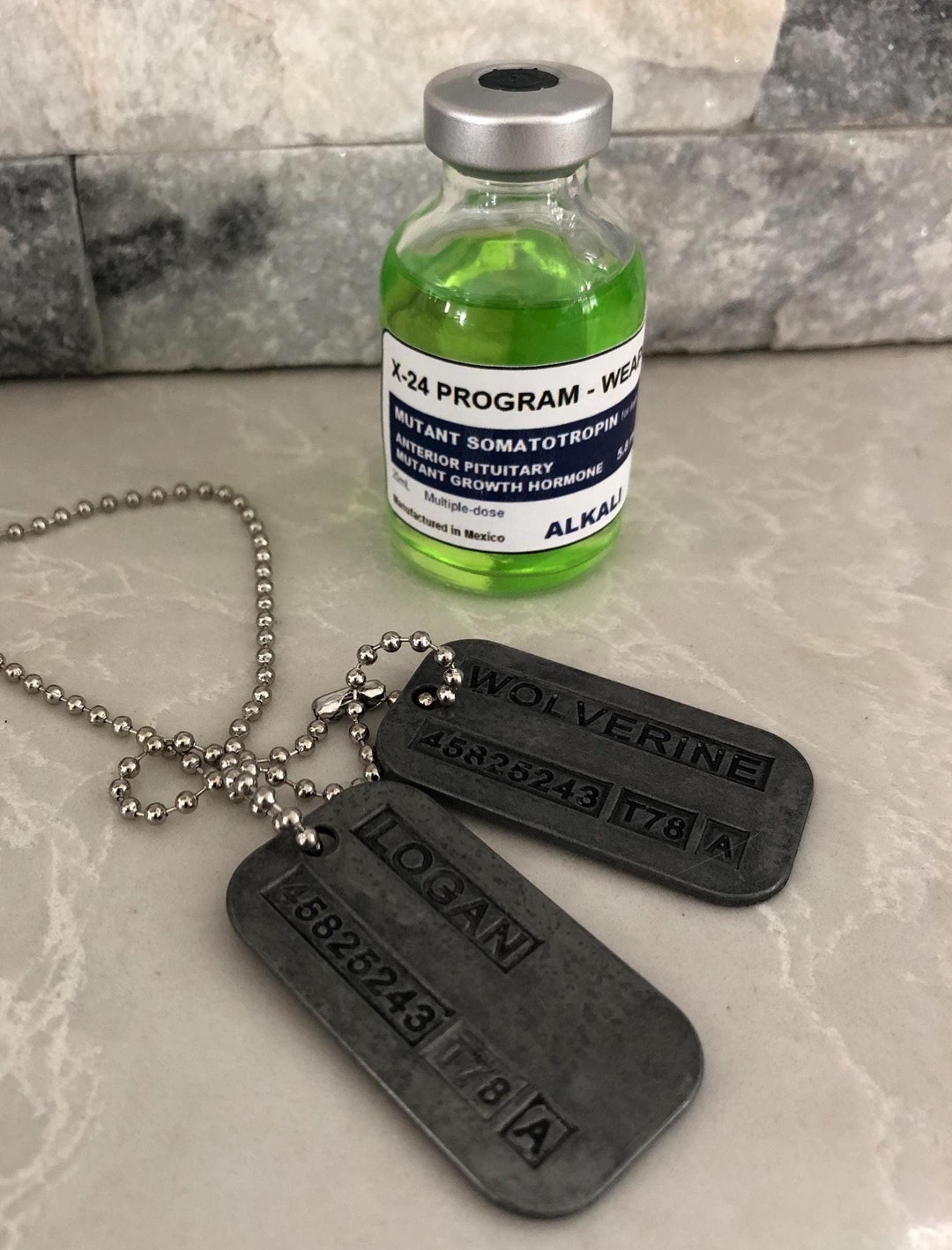 Wolverine ID Tags Serum X-men Gift Logan Mutant Growth Hormone Green ...