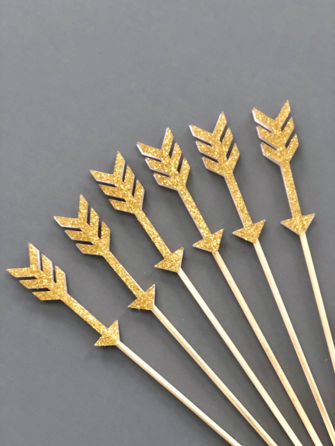 24 Pieces Gold Glitter Arrow on a Skewer Birthdays, Party Decor ...