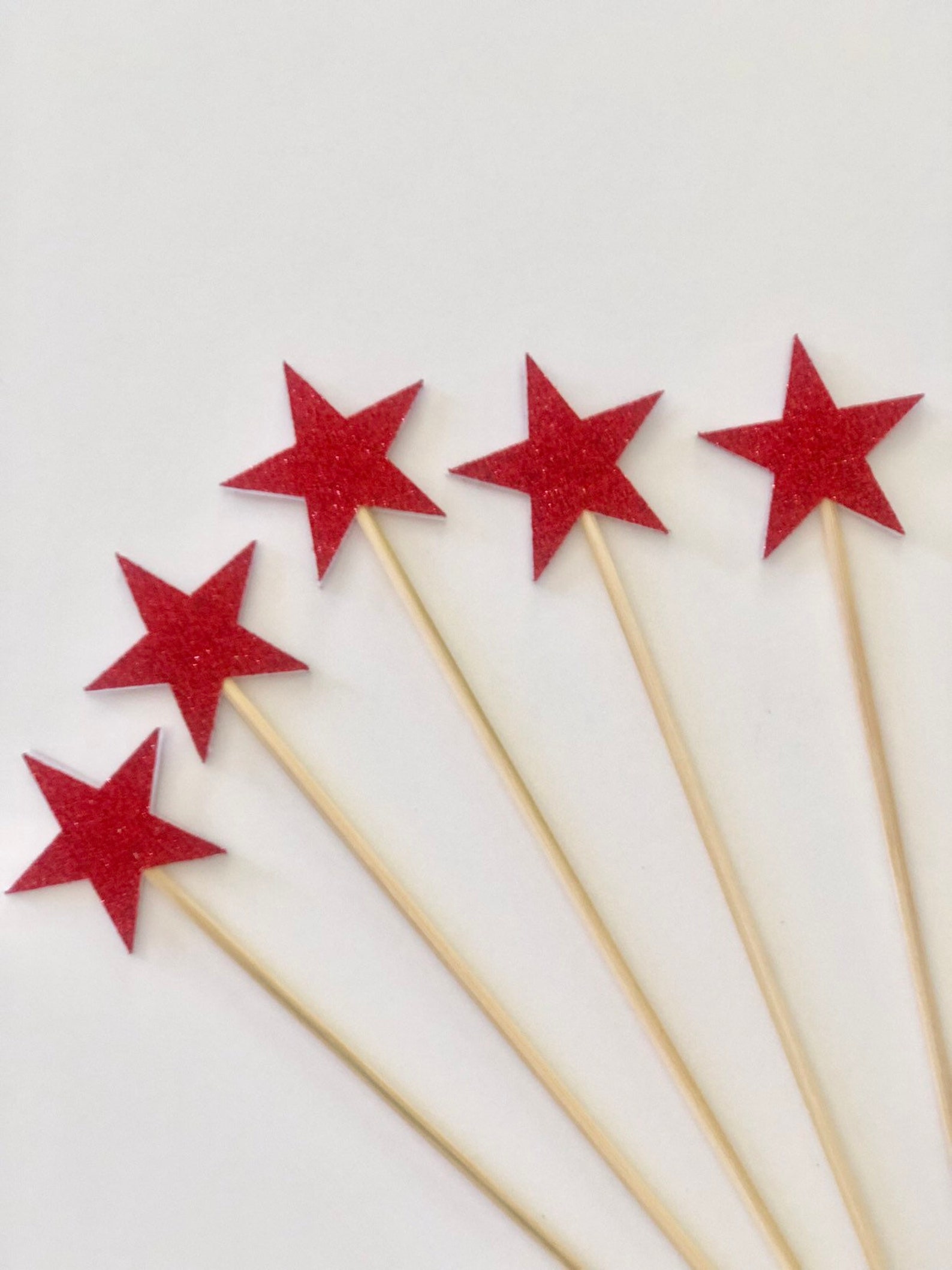 24 Pieces RED GLITTER STAR Skewer Birthday Party/Bridal | Etsy