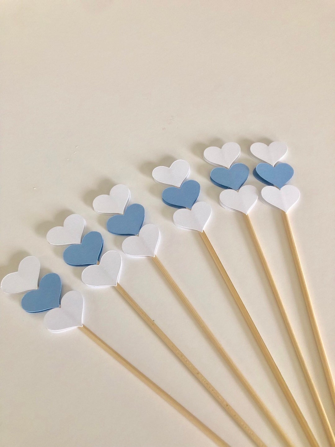 Heart Blue and White Toppers- Birthday , Bridal Showers, Wedding Party ...
