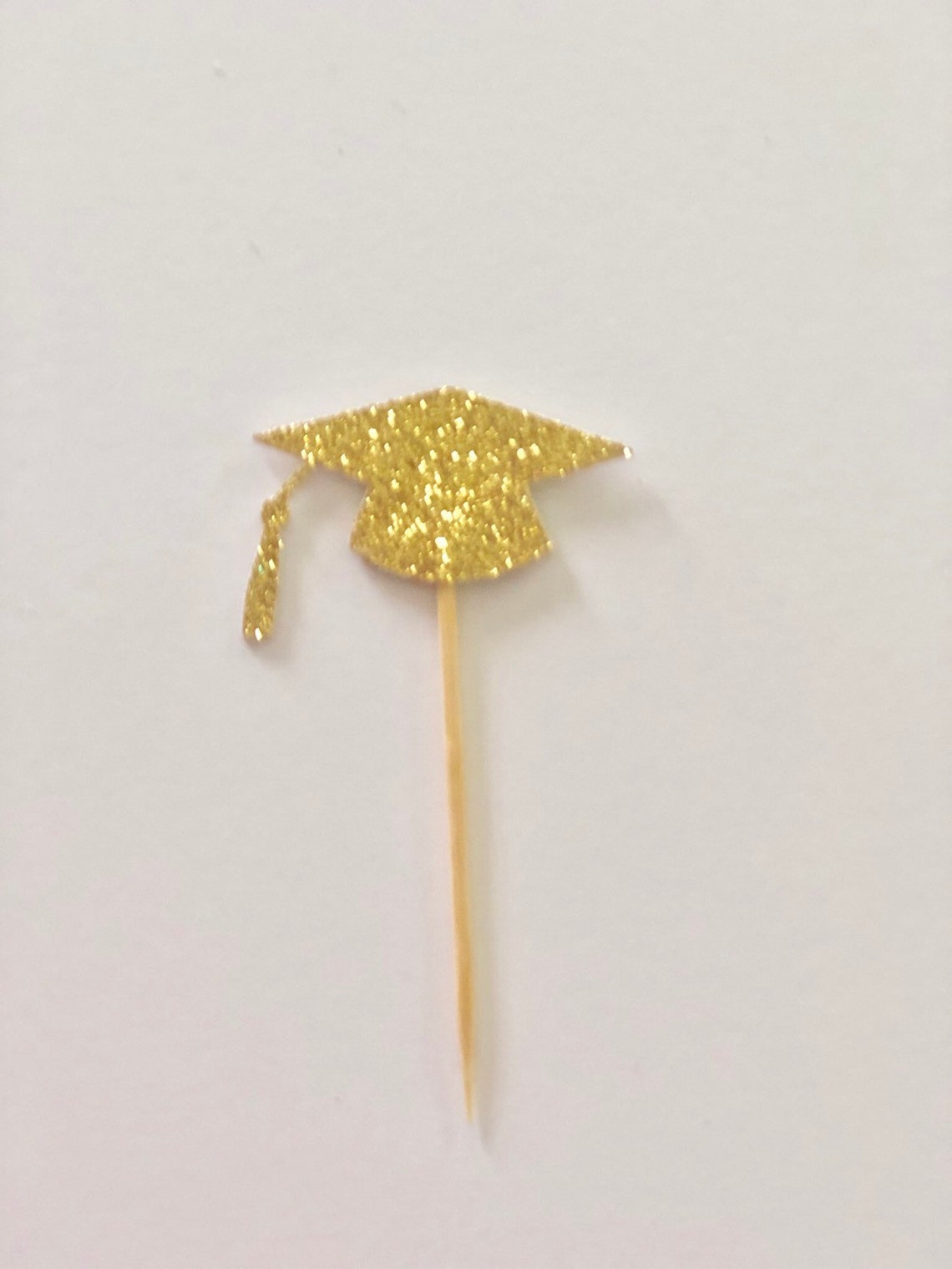 24 Pieces Glitter Gold Graduation Cap Cupcake Toppers, Toothpicks ...