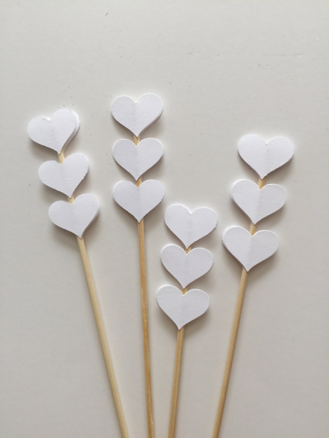 Heart White Cupcake Toppers -bridal Shower & Wedding Decor ( 12 Pieces ...