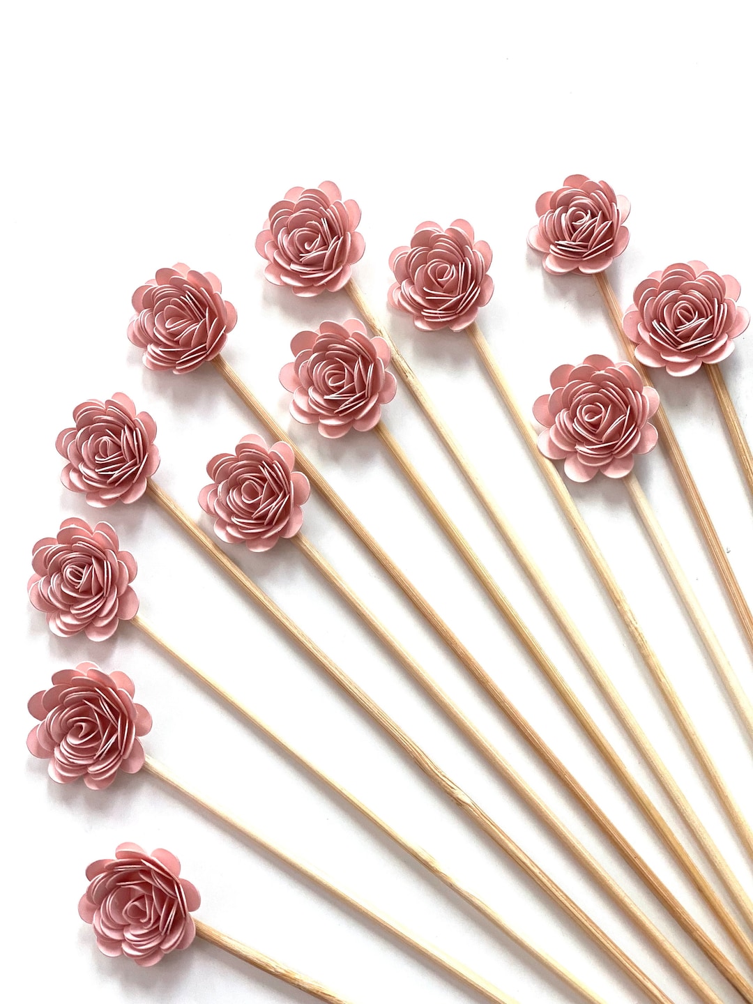 24 Pcs 3D Pink Rosette Toppers - Birthday Party, Cupcake Toppers ...