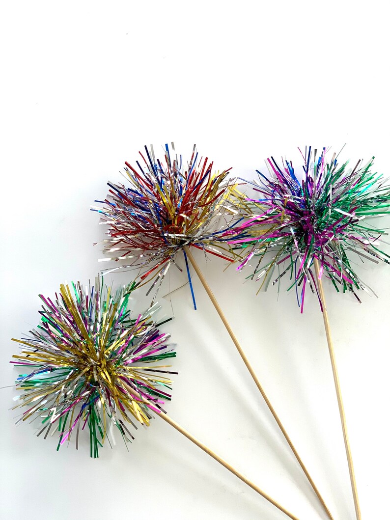12 Pcs Rainbow Tinsel on Skewer Stick Birthday Party Cake - Etsy