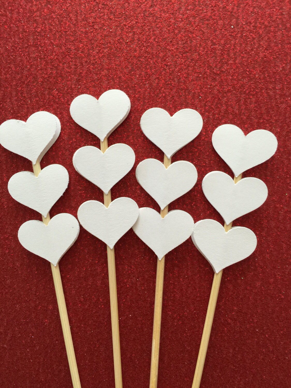 Heart White Cupcake Toppers -bridal Shower & Wedding Decor ( 12 Pieces ...