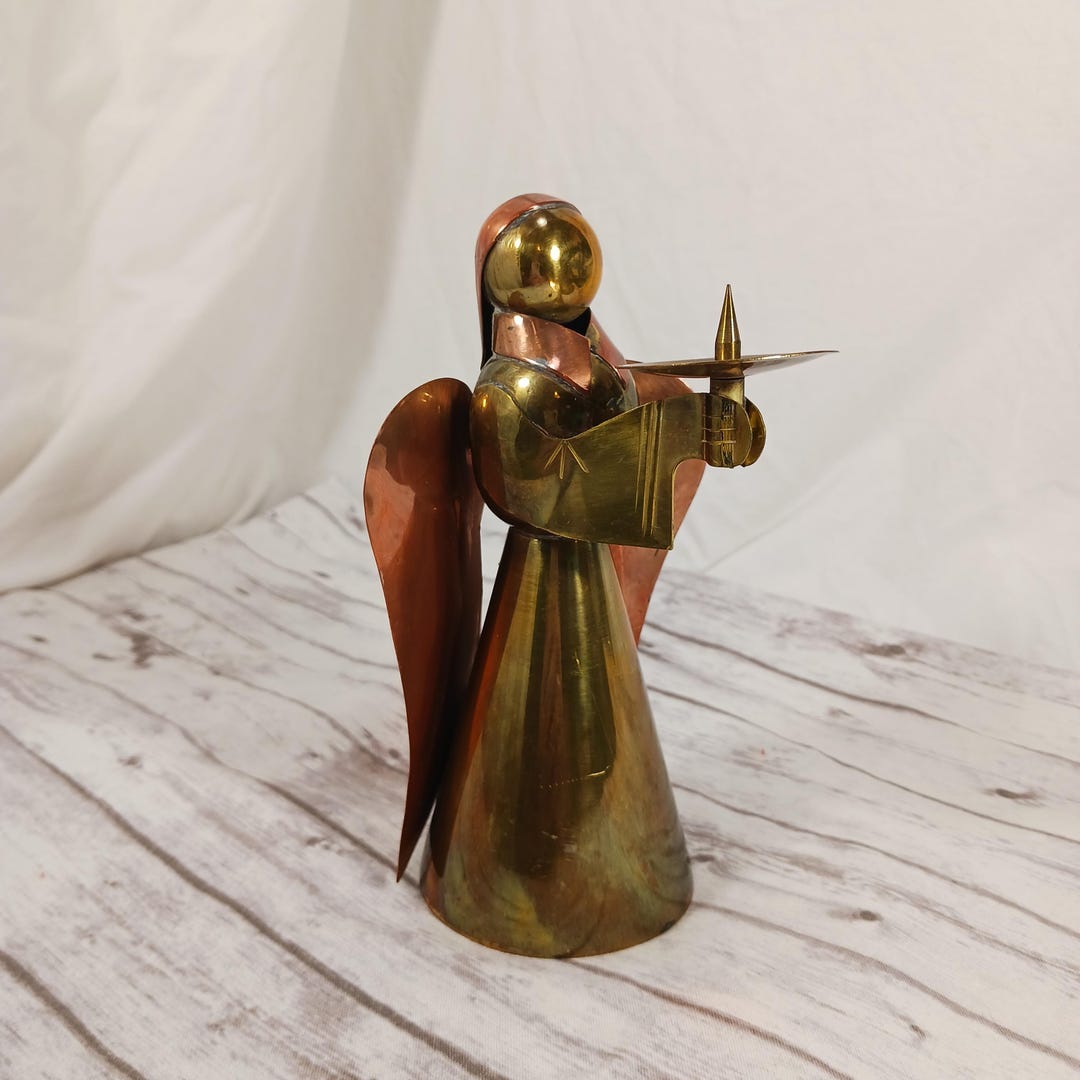 Vintage Brass and Copper Angel Candle Holder Handmade in Hong Kong 6 ...