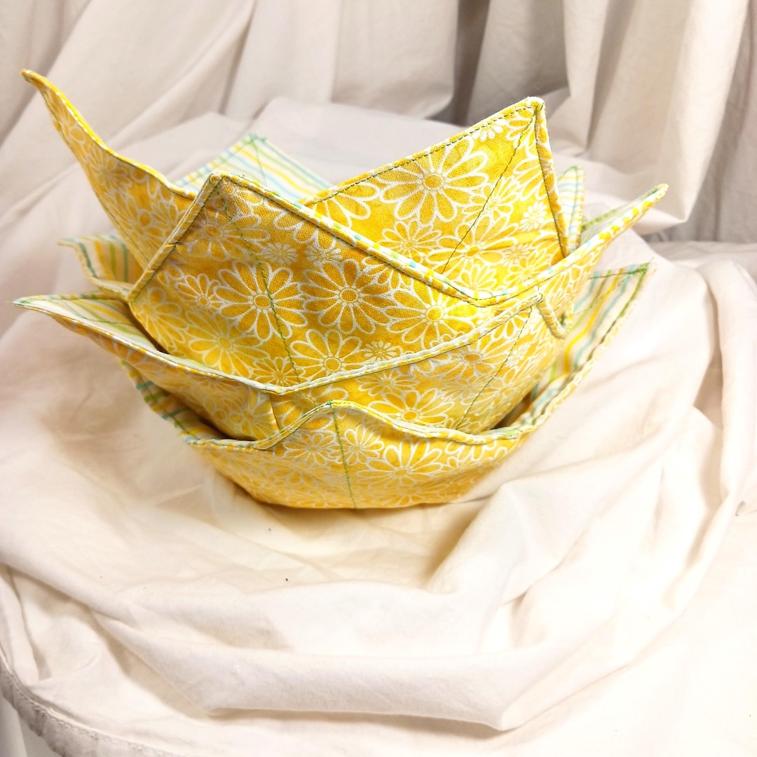 Bowl Cozy Reversible Thermal Hot Pad Microwave Soup Bowl Holder Yellow ...