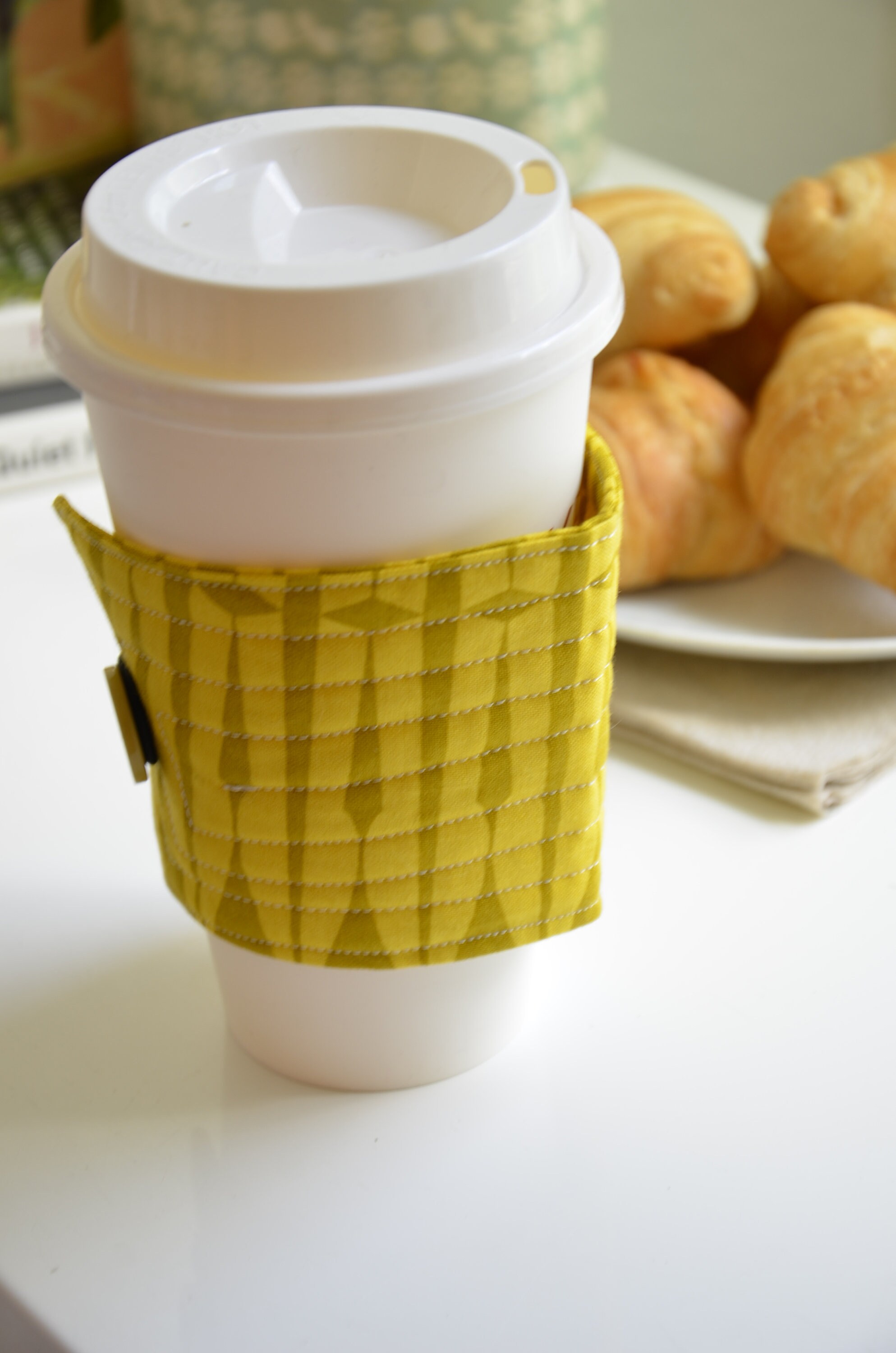 Quilted Fabric Cup Cozy Thermal Drink Sleeve Hot or Cold Beverage ...