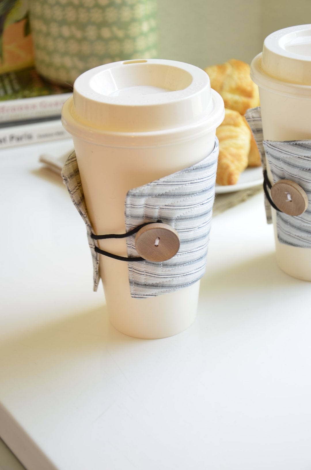 Quilted Fabric Cup Cozy Thermal Drink Sleeve Hot or Cold Beverage ...