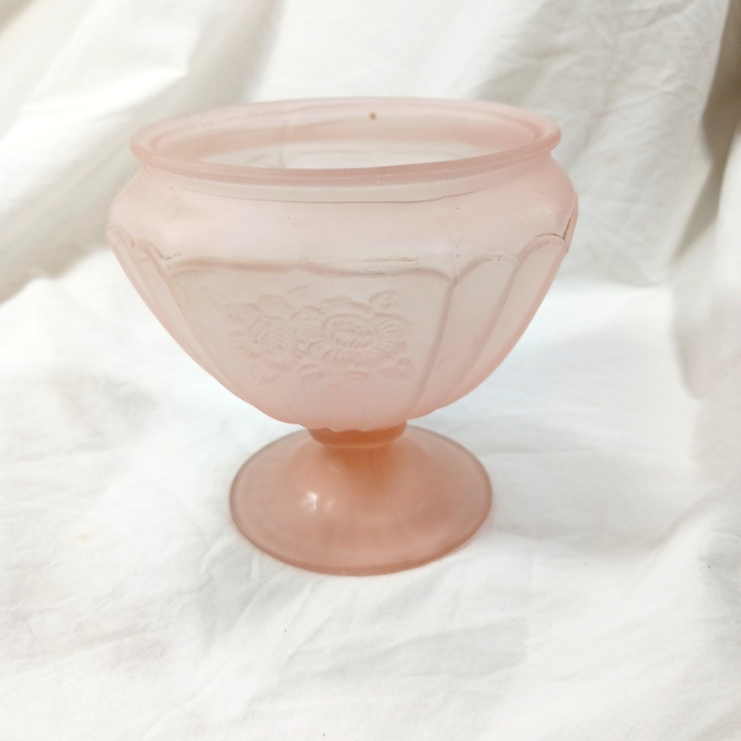 Antique Anchor Hocking Mayfair Pink Frosted Depression Glass Footed ...