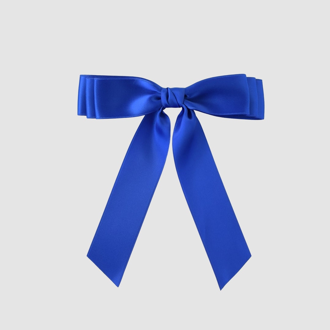 Satin Ribbon Triple Hair Bow With Tails, Satin Ribbon Bow, Hair Bows ...