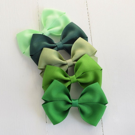 Green 4 inch Grosgrain Basic | 16 colors | Green Hair Bow | Hair Bows ...