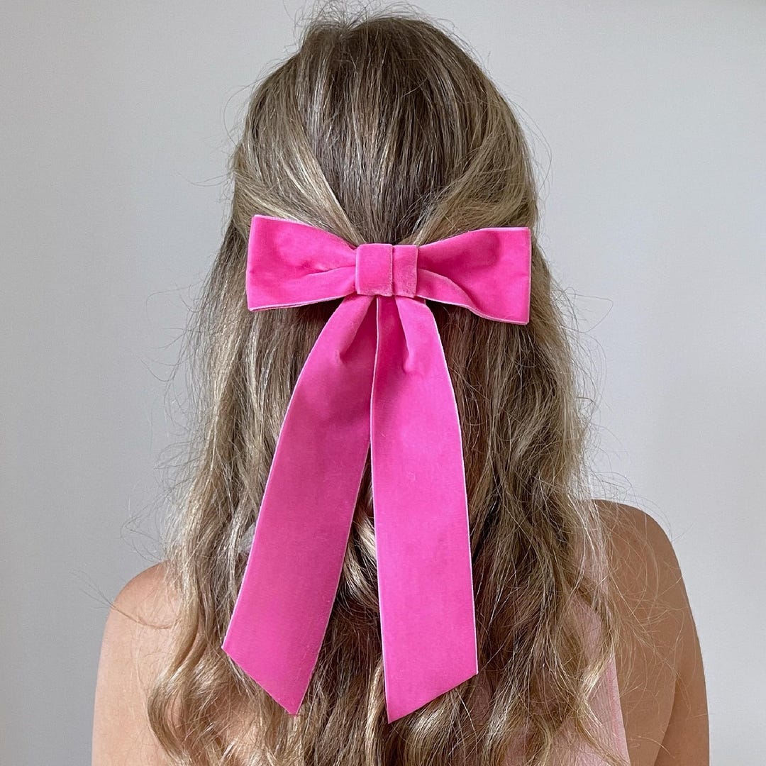 Womens Long Bow Velvet Long Tail Bow Women Hair Bows Bows for Teens ...