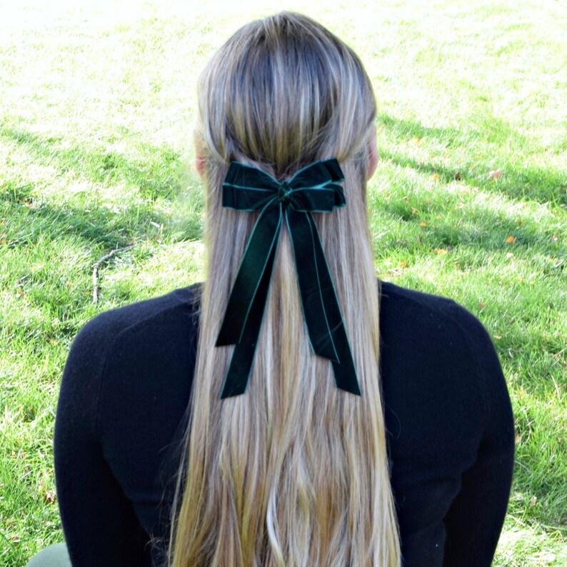 Velvet Hair Tie Velvet Ponytail Velvet Long Tail Bow Hair | Etsy