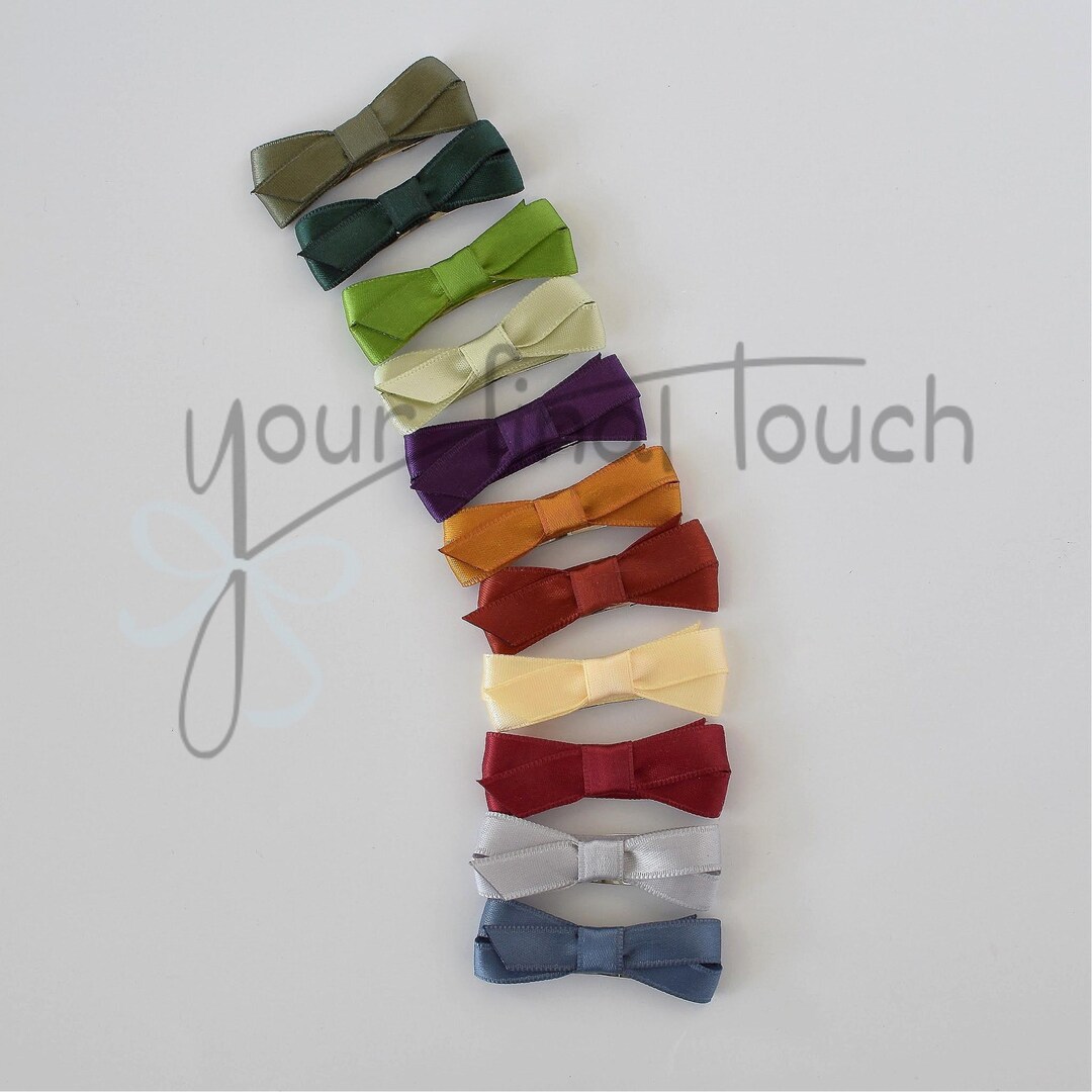 Mini Penelope Satin Ribbon Hair Bows for Newborn Baby Girls and ...