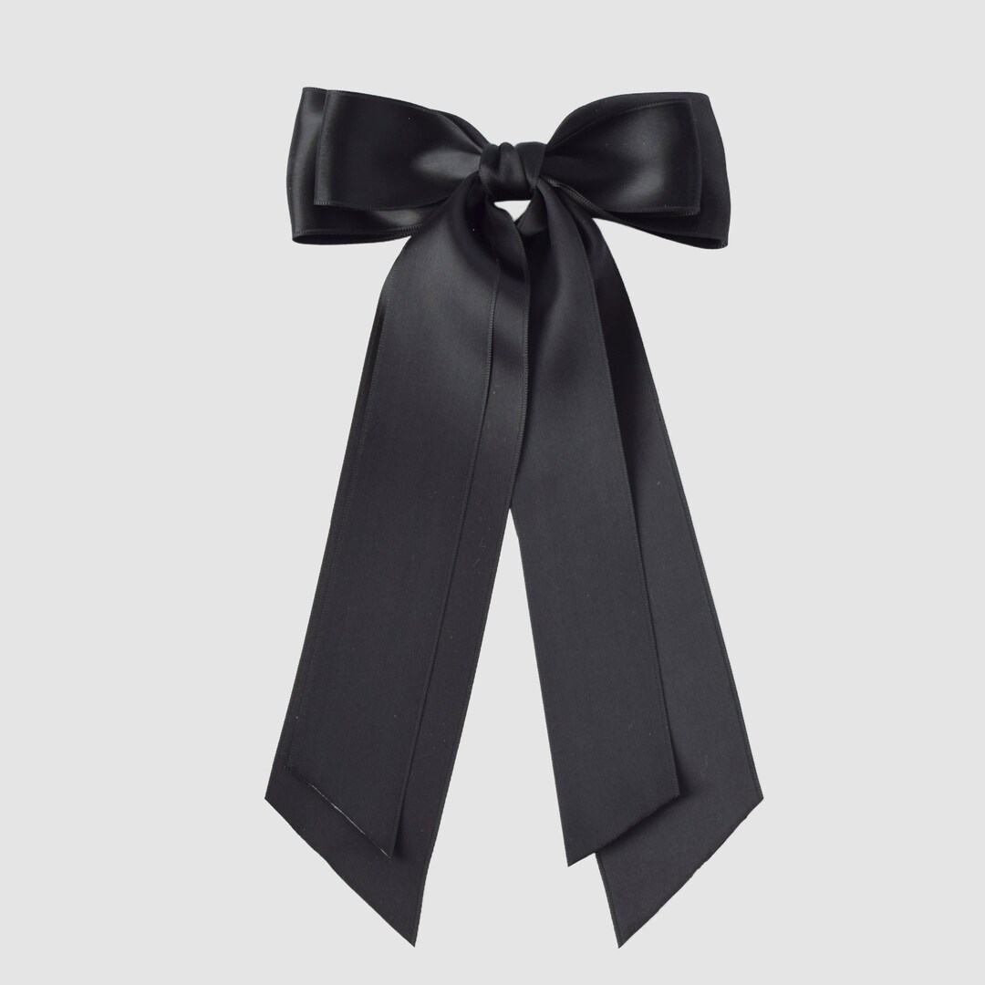 Double Satin Bow With Long Tails, Satin Hair Bow, Hair Bows for Women ...