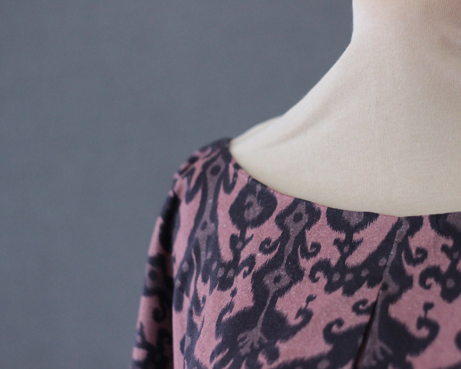 Brown and black ikat blouse boat neck relaxed fit and | Etsy