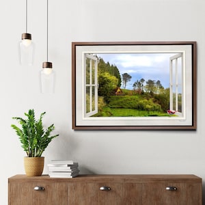 Window Picture on Canvas, Landscape Art Print on Canvas, Window View ...