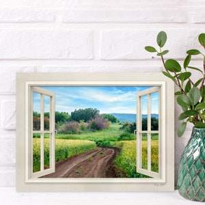 Window View Print on Canvas Open Window Wall Art Framed Fake - Etsy