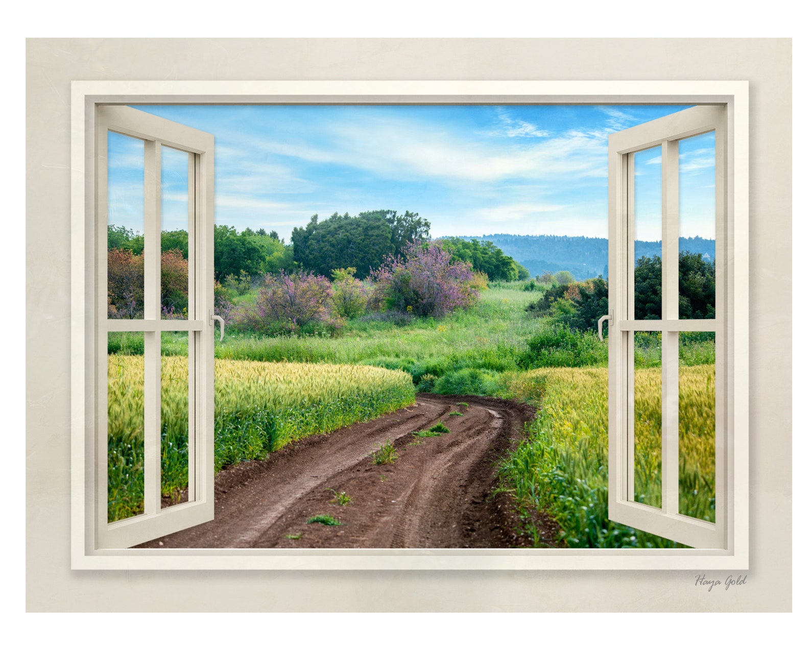 Window View Print on Canvas Open Window Wall Art Framed Fake | Etsy