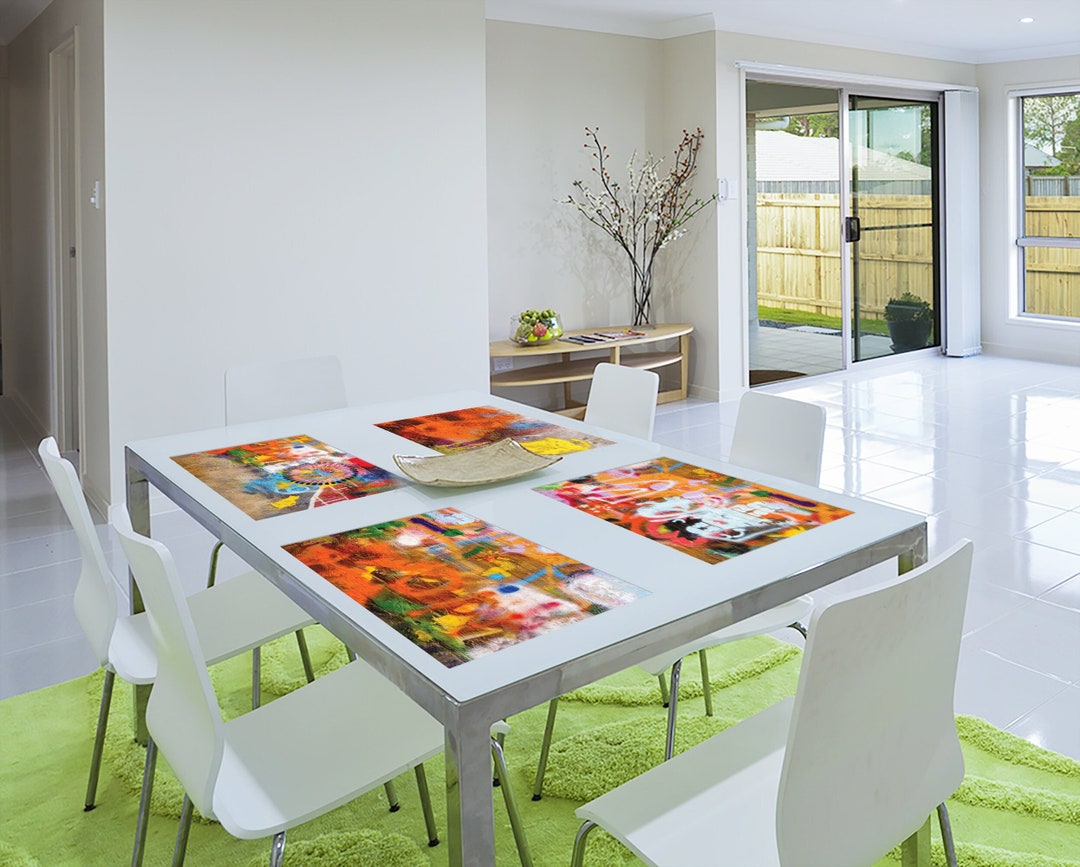 Abstract Art Print Placemats Vinyl Placemats Set of 2-12 - Etsy
