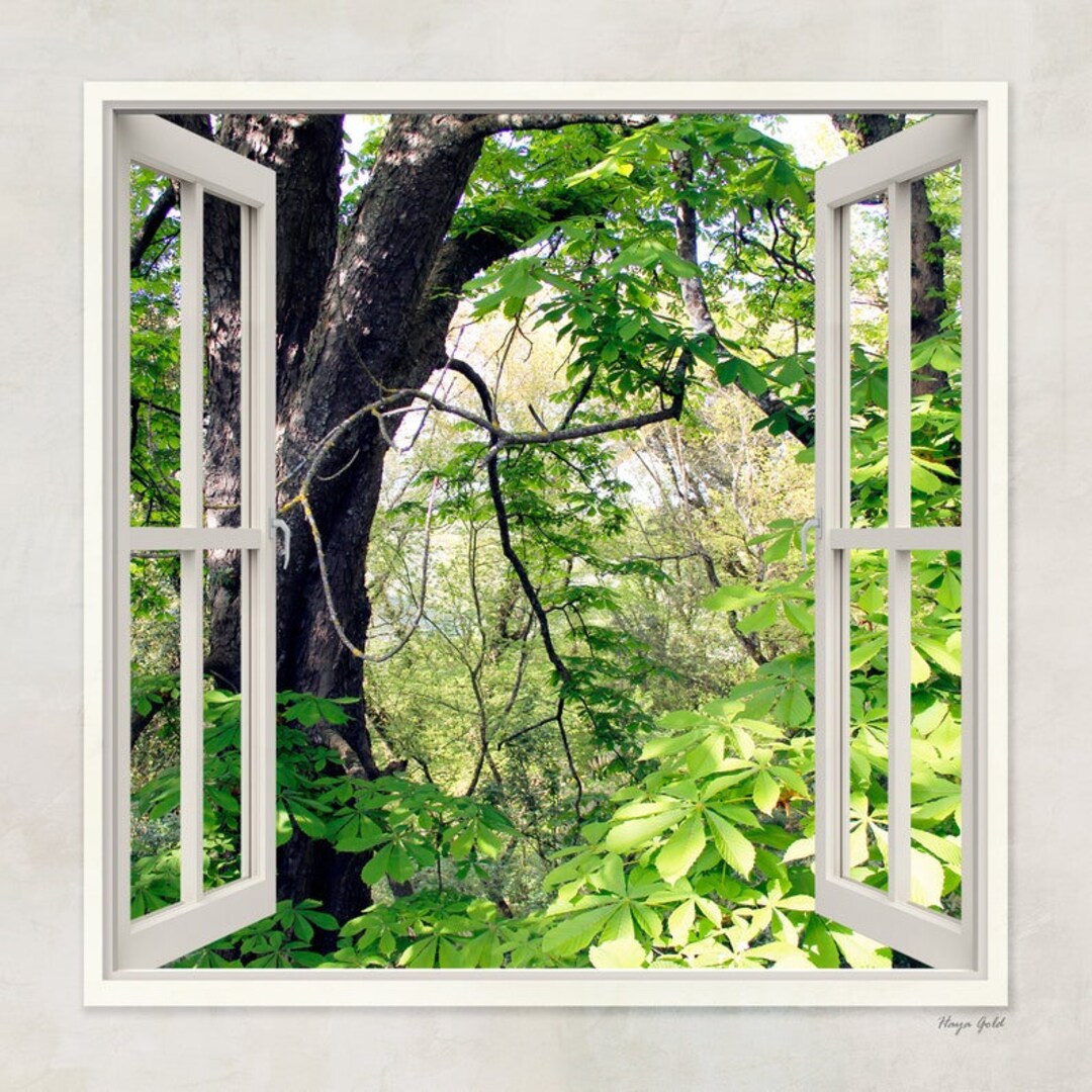 3D Wall Art Canvas, Green Forest Window, Tuscan Bliss View, Home Decor ...