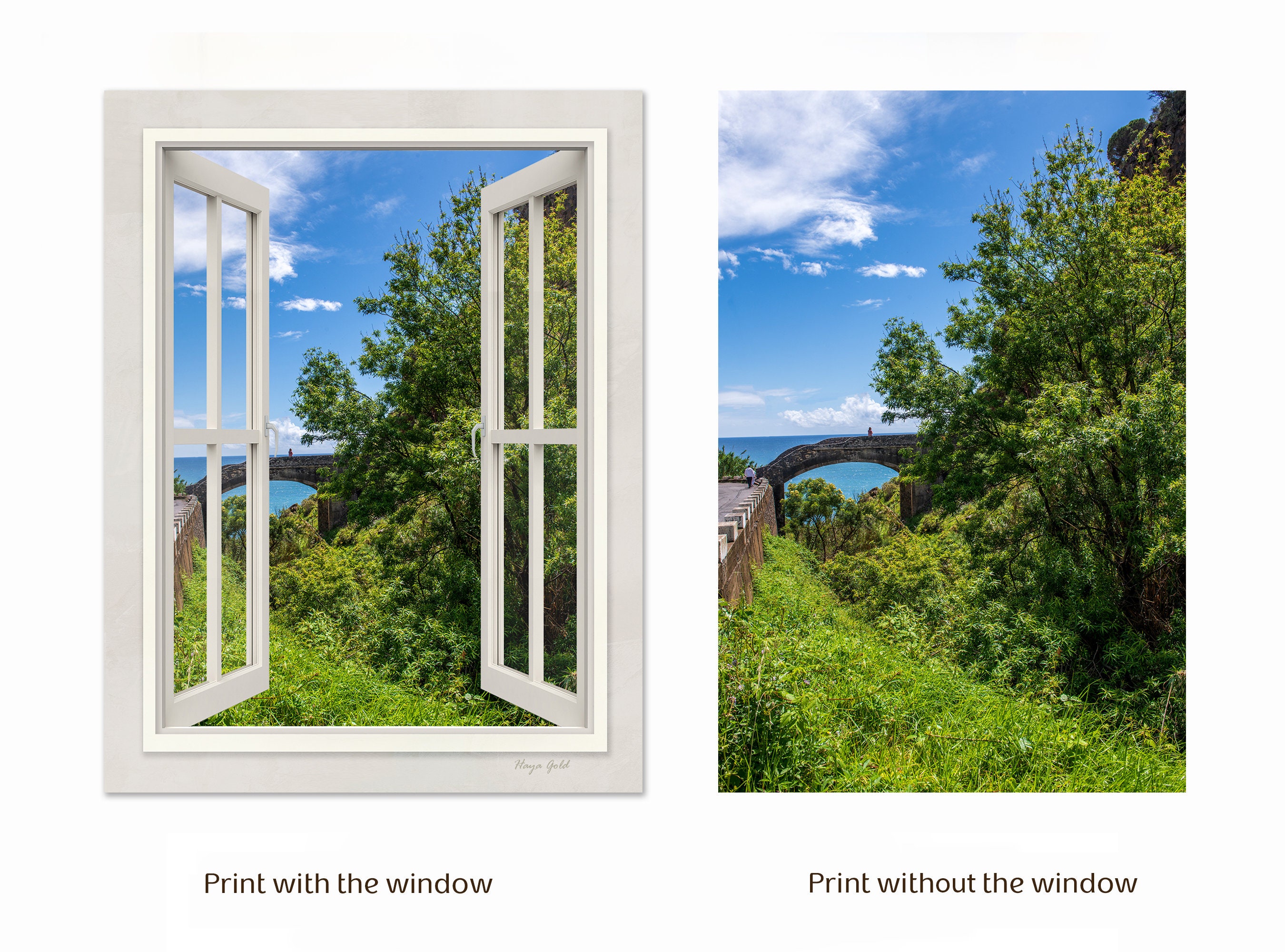 Vertical Green & Blue Landscape Window View Print Madeira - Etsy