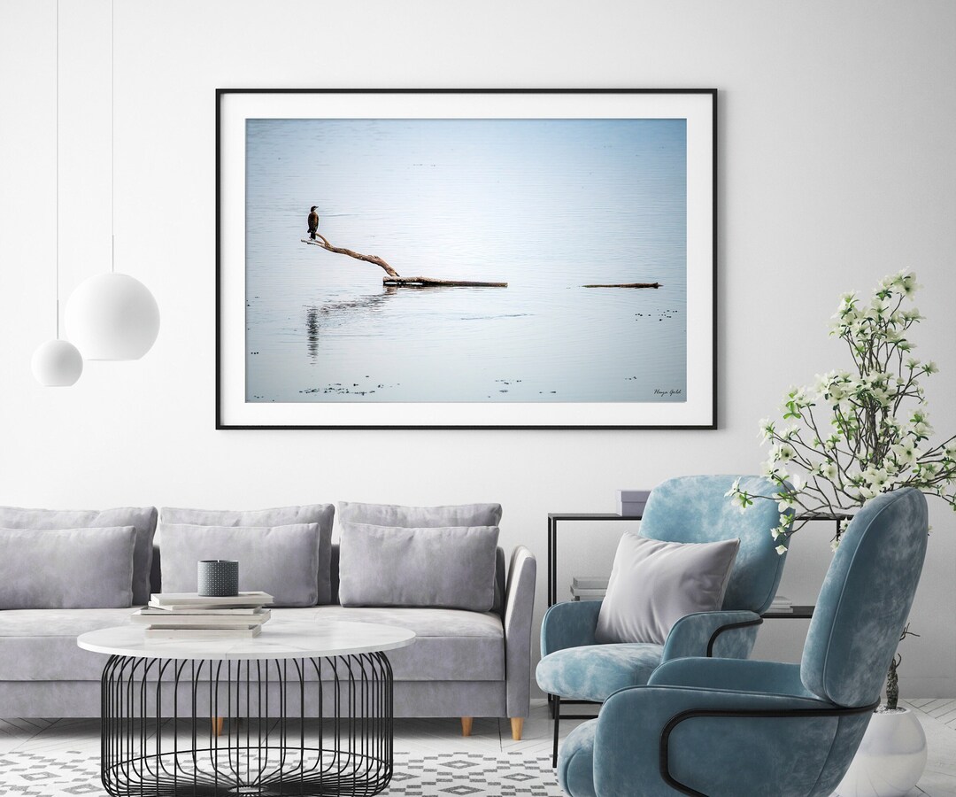 Monochrome Bird Migration Wall Art - Hula Lake Winter Serenity ...